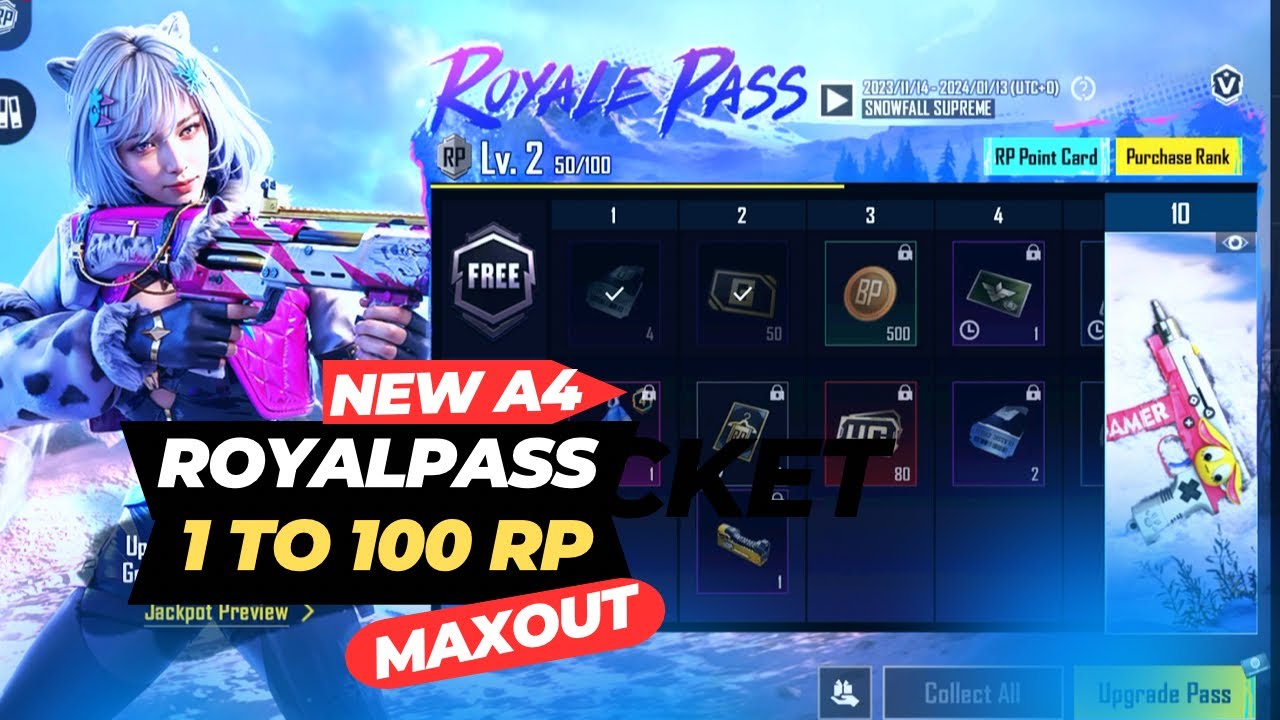 A4 Royal pass 1 to 100 RP Full Maxout |Free Emotes|ROYAL PASS GIVEAWAY ...