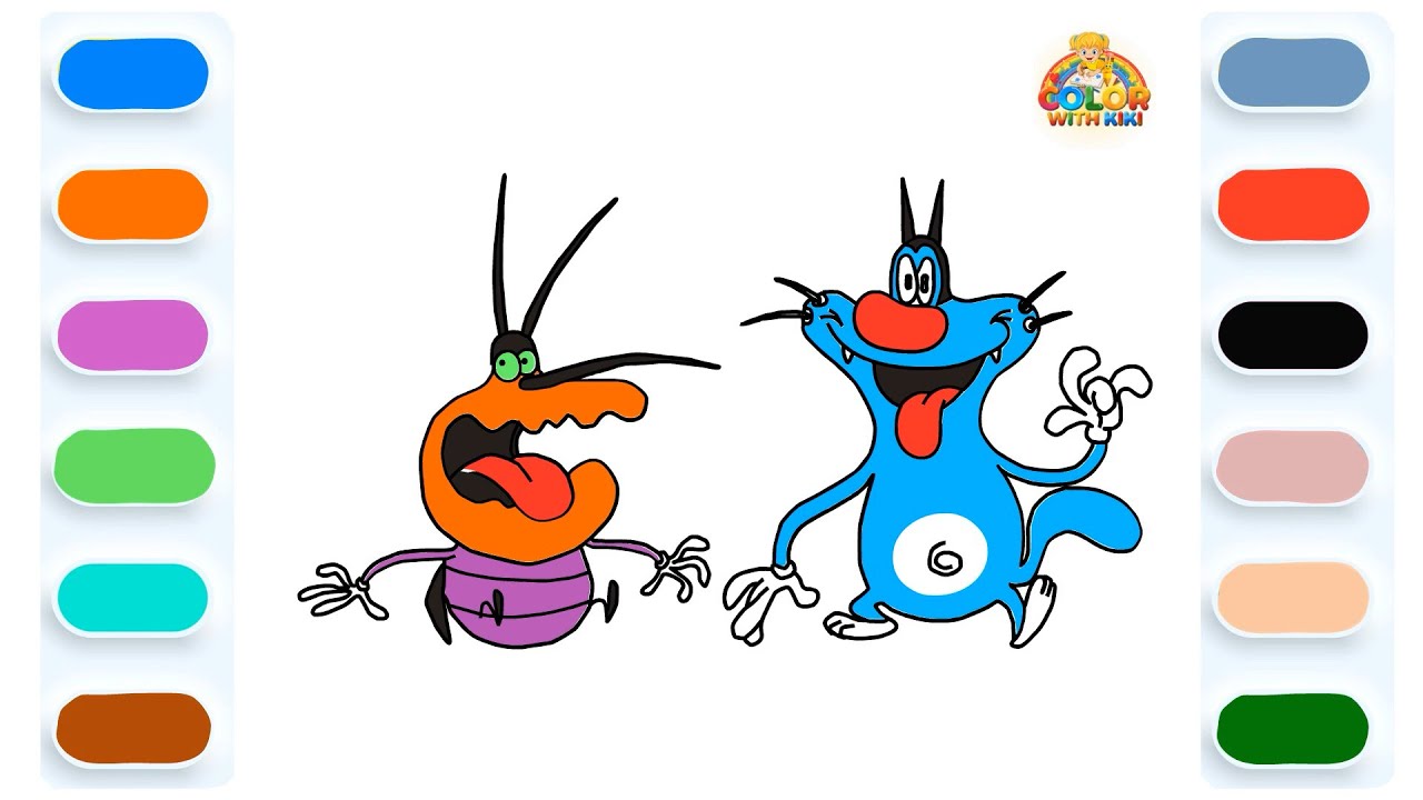 Learn to Draw Oggy and Cockroach - Drawing and Coloring Tutorial for ...