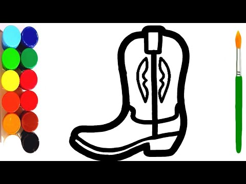 Cowboy boot 👢 Drawing ,Painting and Coloring for kids and toddlers ...
