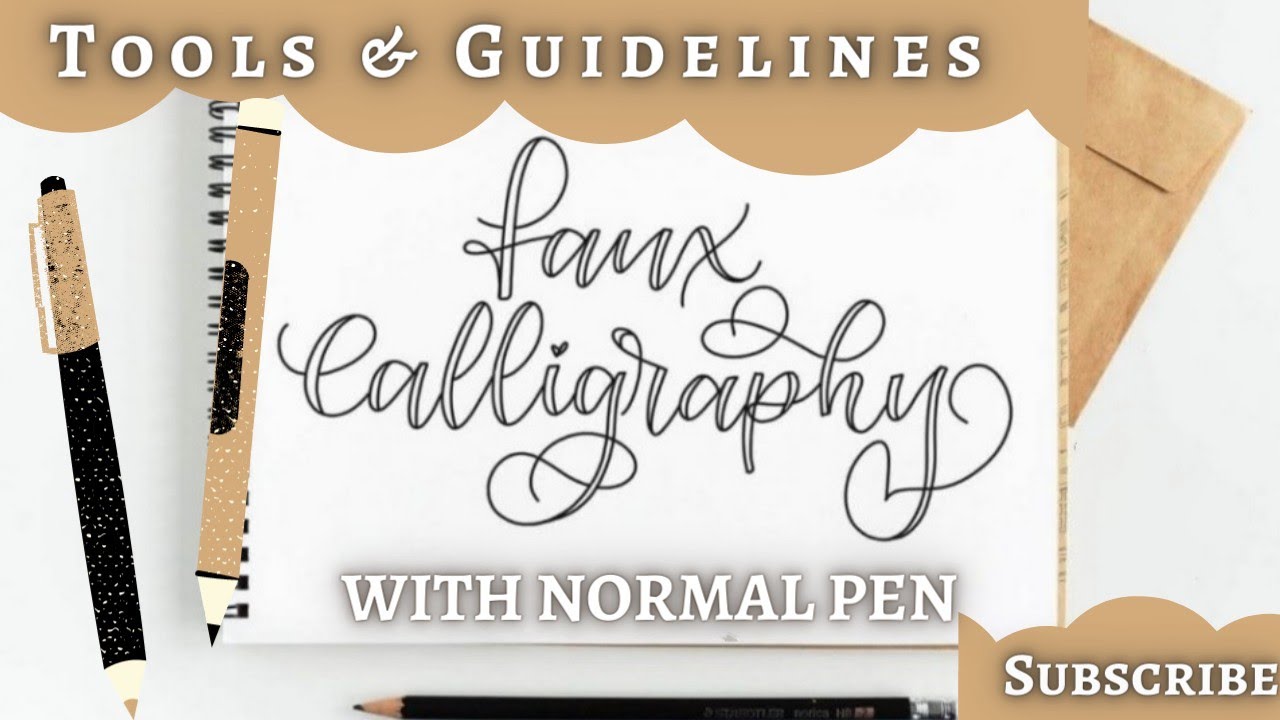 Faux Calligraphy ll Tools & Guidelines ll Faux Calligraphy with normal ...