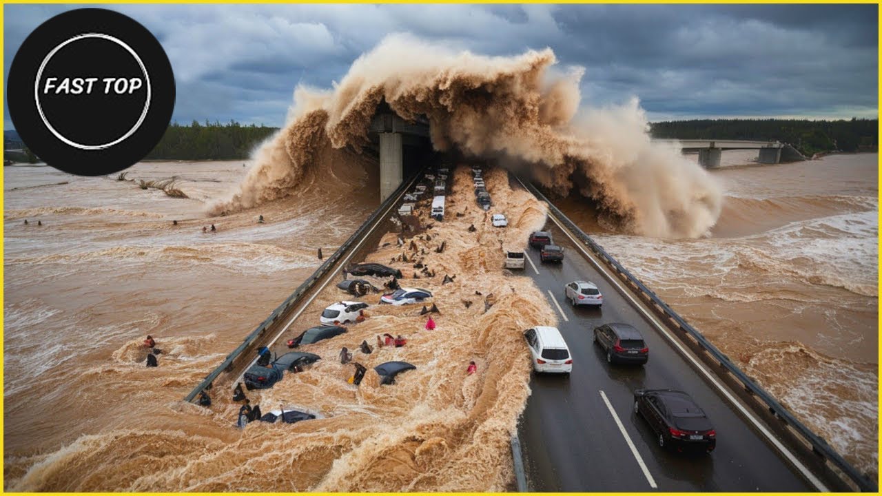 50 Shocking Moment flash floods destroying bridges, houses and vehicles ...
