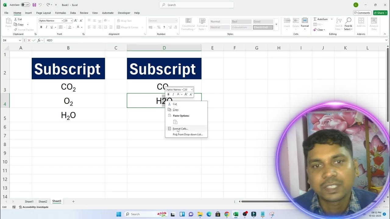 How to Add Subscript in Excel - YouTube