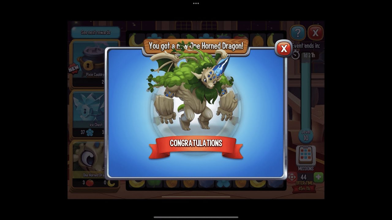 Dragon City - Puzzle Event: One Horned Dragon Obtained - YouTube