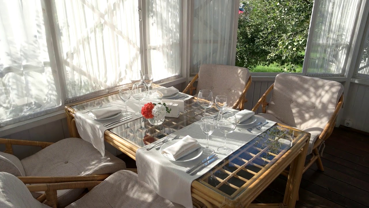dining table near opened window empty glasses and plates - YouTube