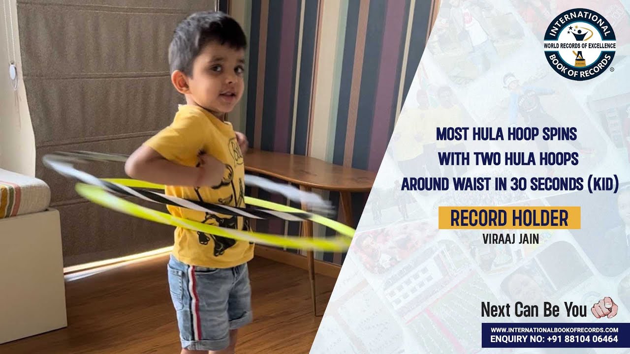 MOST HULA HOOP SPINS WITH TWO HULA HOOPS AROUND WAIST IN 30 SECONDS KID ...