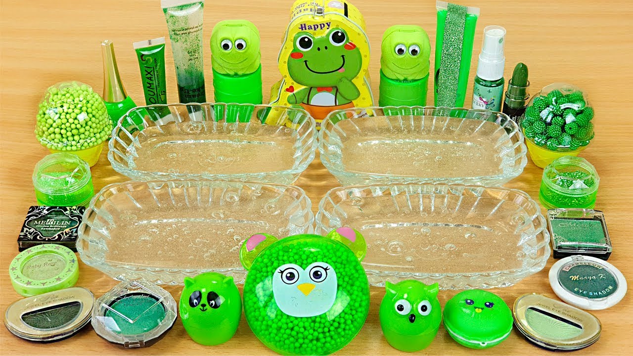 Green Slime Series4 Season Color2 Mixing makeup Glitter and beads into ...