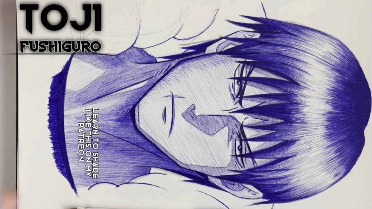 Cara mudah menggambar anime toji fushiguro | how to draw toji jujutsu ...