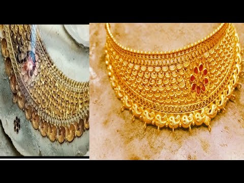 Light weight beautiful gold// jewellery Nakset Neklash design making ...