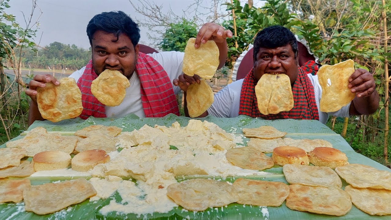 Eating Hand Made Paratha with Huge Eggs Pudding - Two King Guys Eating ...