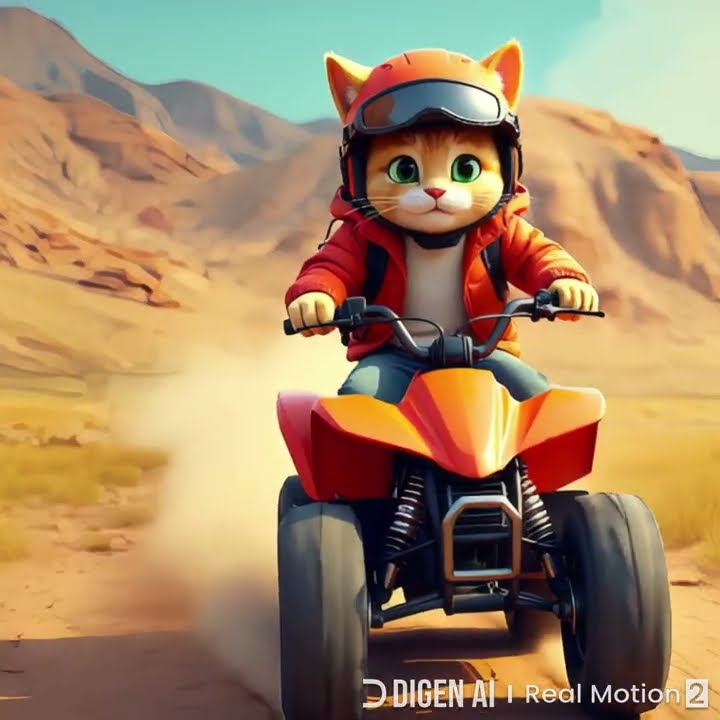 Adventurous Cat on an ATV in the Desert. #animation #marinemystery # ...