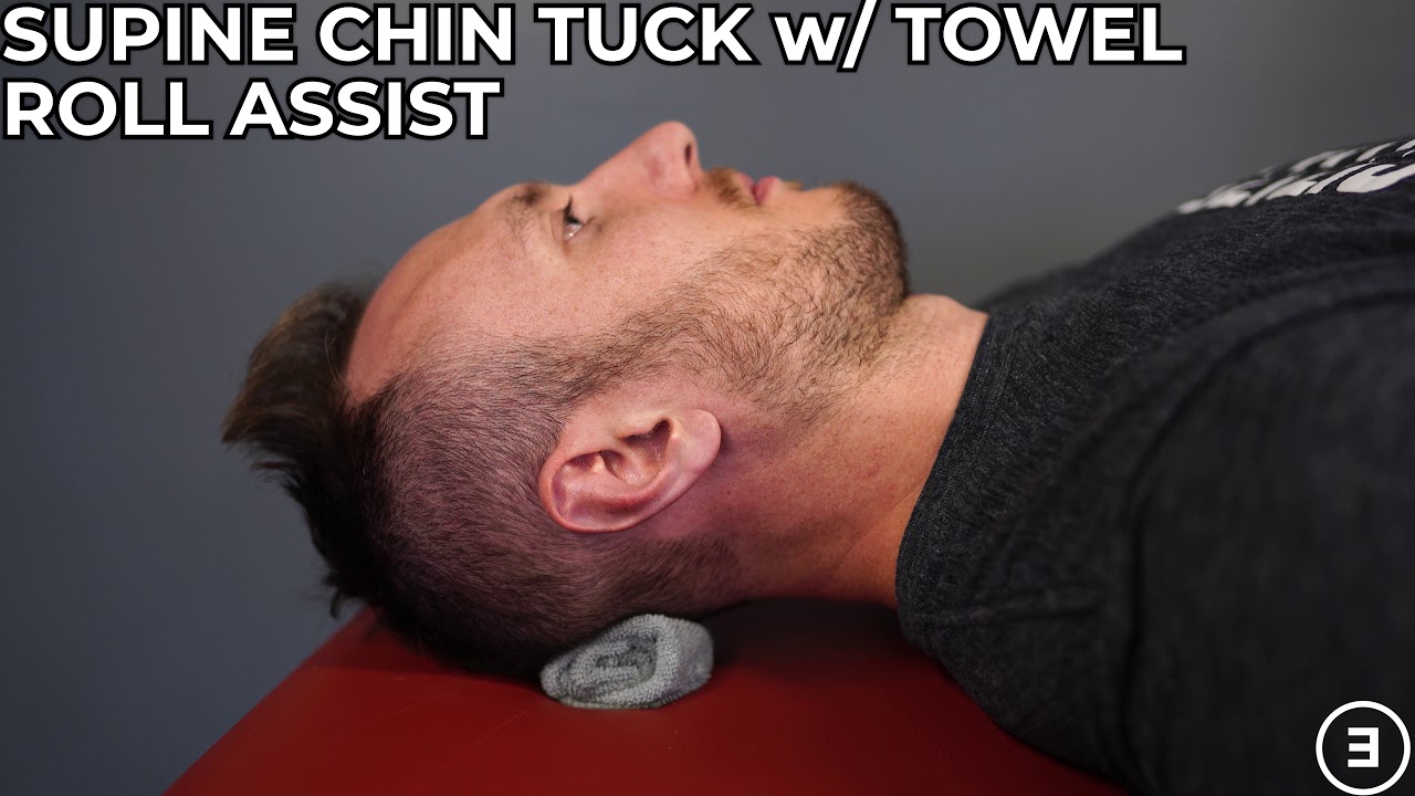 Supine Chin Tuck with Towel Roll Assist - YouTube