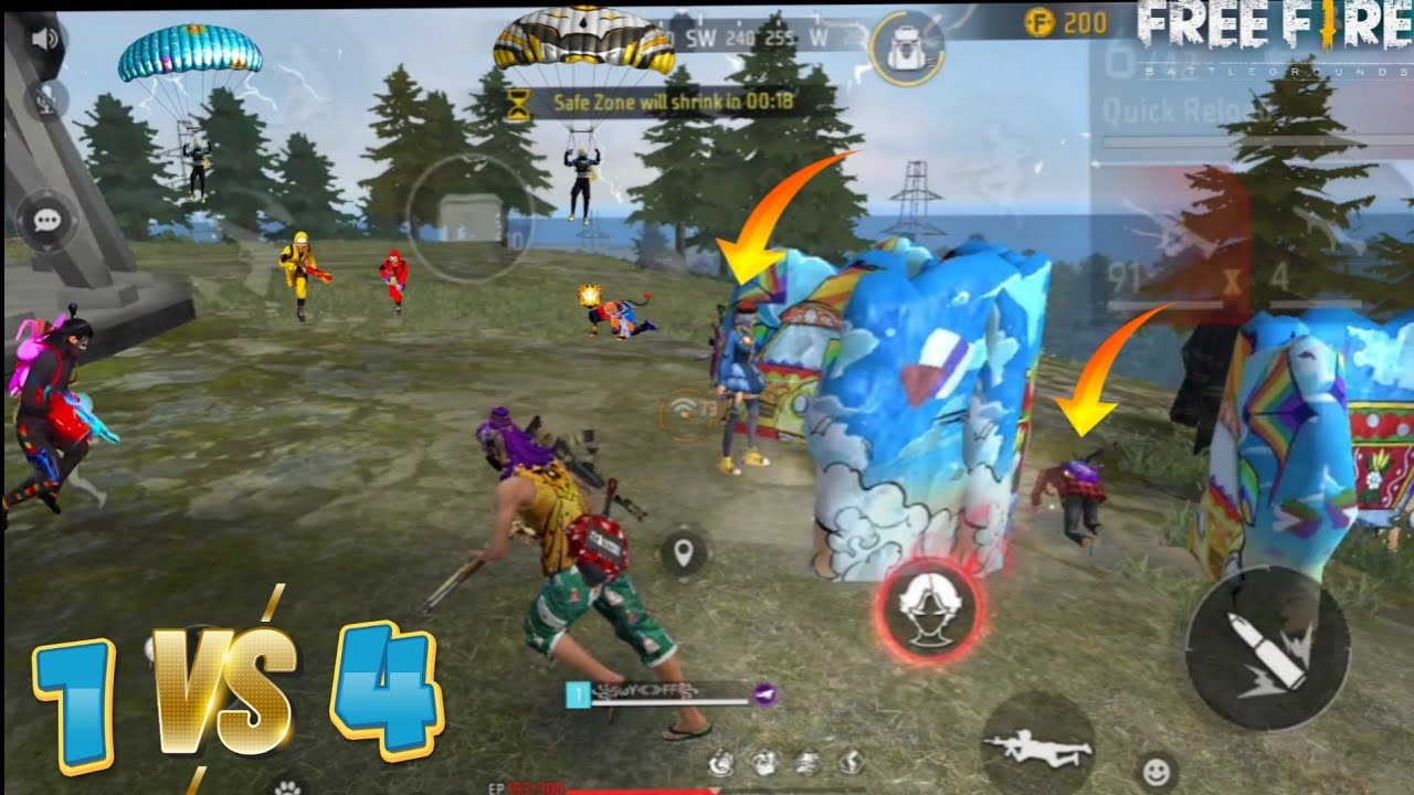 Free Fire Gameplay Video | Solo Vs Squad | Free Fire Full Gameplay ...