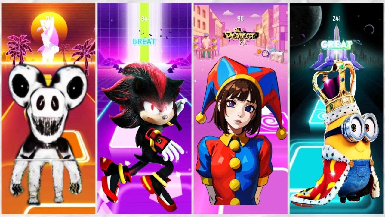 THE AMAZING DIGITAL CIRCUS 🆚 SONIC 🆚 MINIONS 🆚 ZOONOMALY-TILES HOP ...