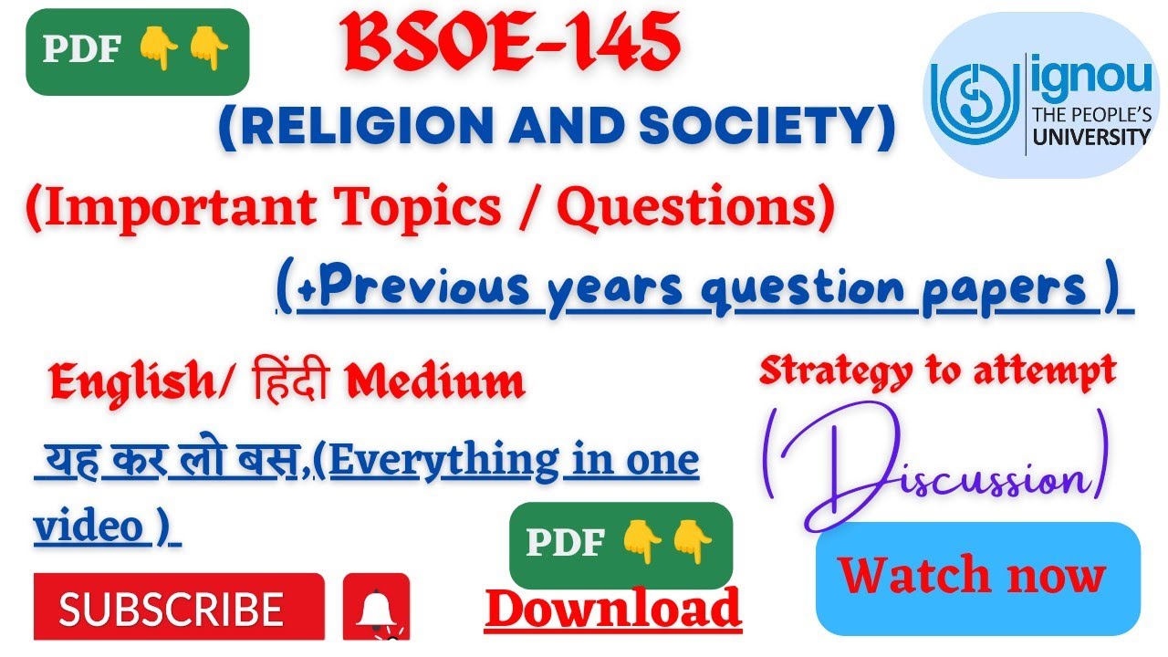 BSOE-145;Important Topics+previous years question papers discussion ...
