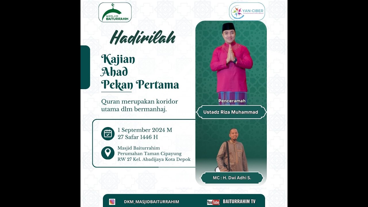 Kajian Umum Ahad Pekan Pertama || Bersama Ustadz Riza Muhammad - YouTube