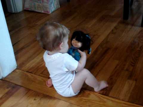 Harper Playing with her Hong Kong Doll 46 Weeks Day of Eye Surgery