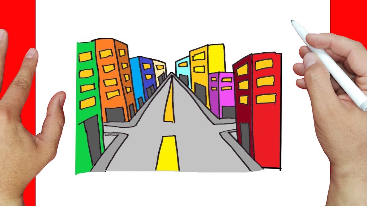 Como dibujar EDIFICIOS CON PUNTO DE FUGA paso a paso - Dibujos para Colorear - YouTube