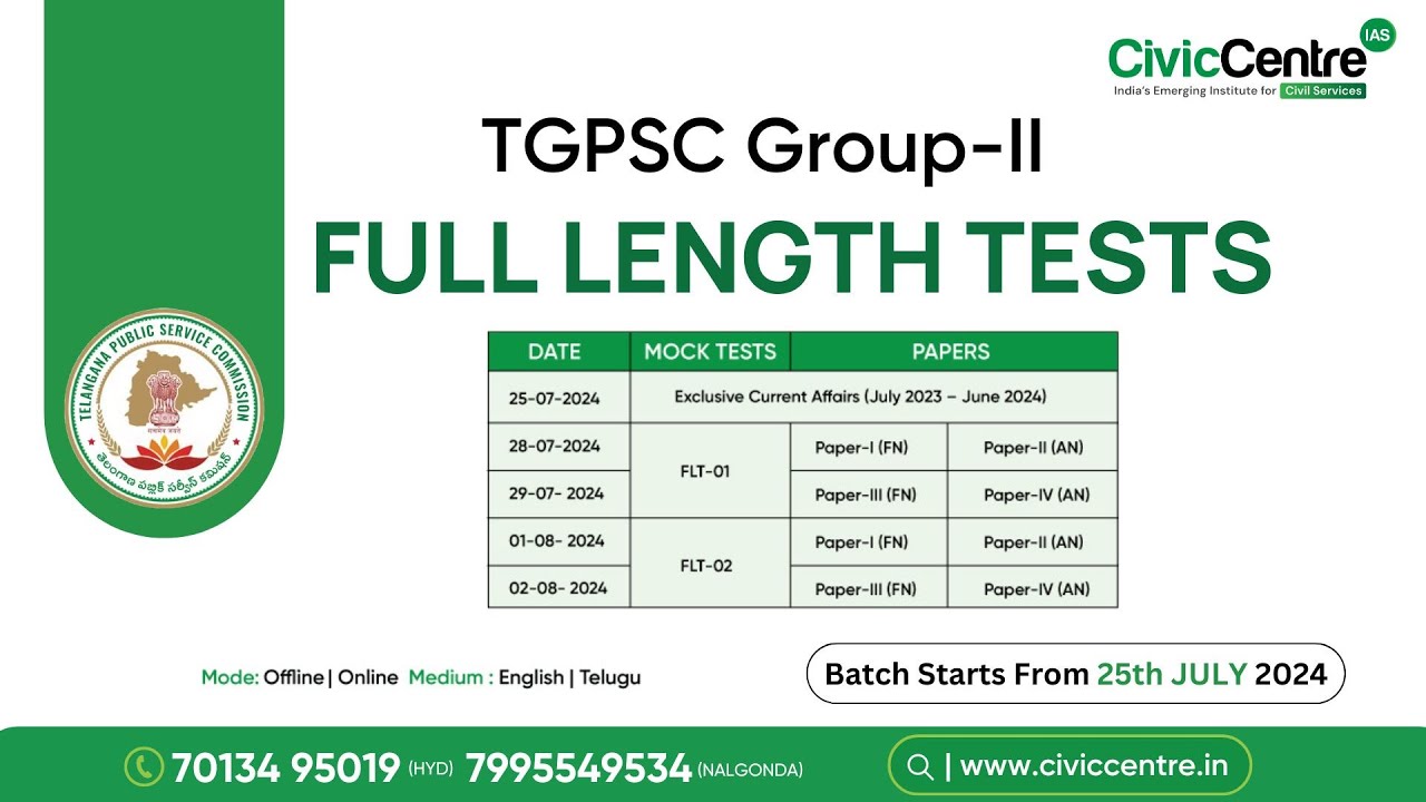 TGPSC Group-II 2024 Full Length Tests | CivicCentre.in UPSC | TGPSC ...