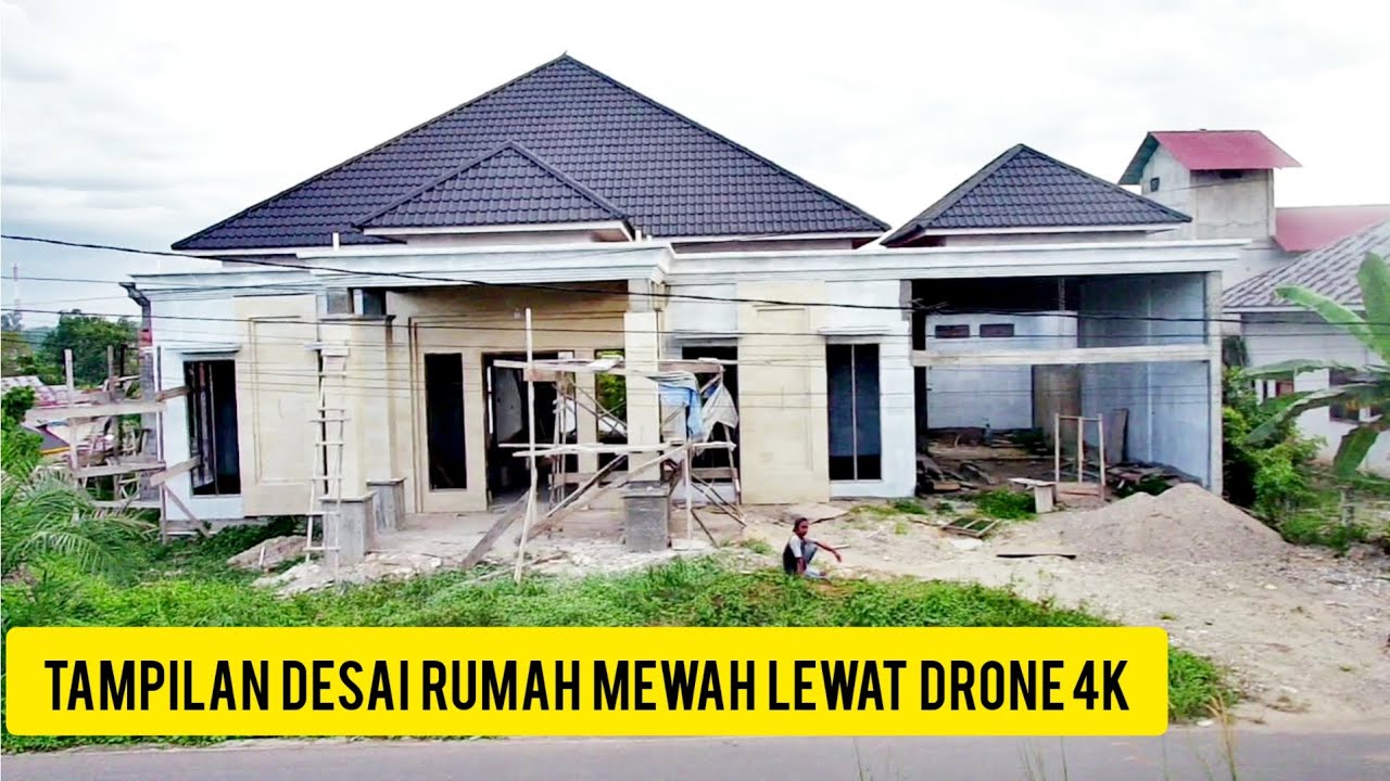 Drone 4k, tampilan rumah mewah keseluruhan - YouTube