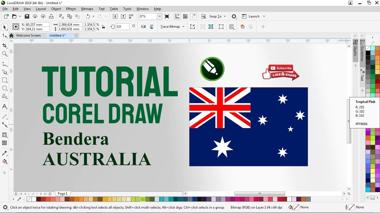BUAT BENDERA AUSTRALIA FLAG | Tutorial corel draw 2019 - YouTube
