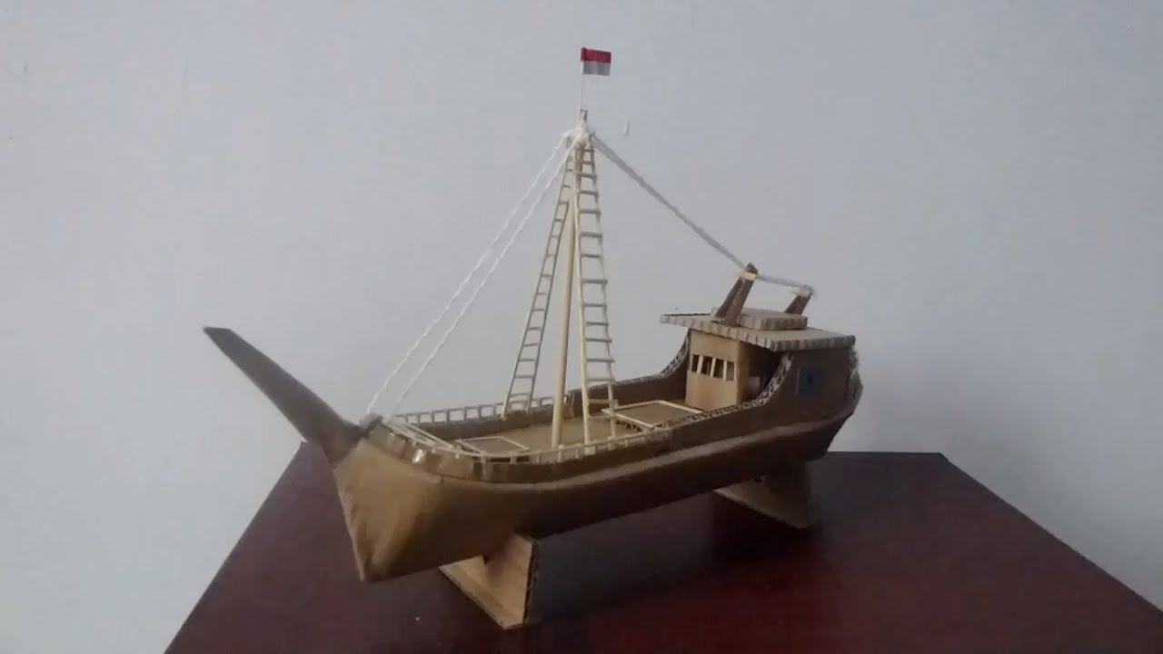 perahu nelayan dari (kardus ) cara pembuatannya mudah dan jelas - YouTube