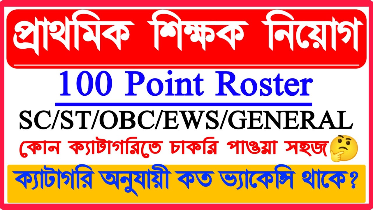 Primary New Recruitment Notice | | 100 Point Roster || SC/ST/OBC/EWS ...