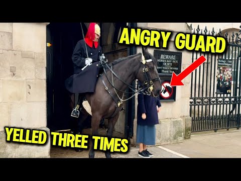 ANGRY KING’S GUARD YELLED THREE TIMES AT HORSE GUARDS LONDON - YouTube