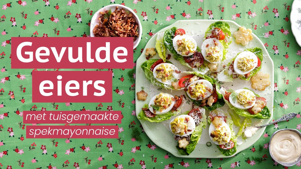 Gevulde eiers met tuisgemaakte spekmayonnaise - YouTube