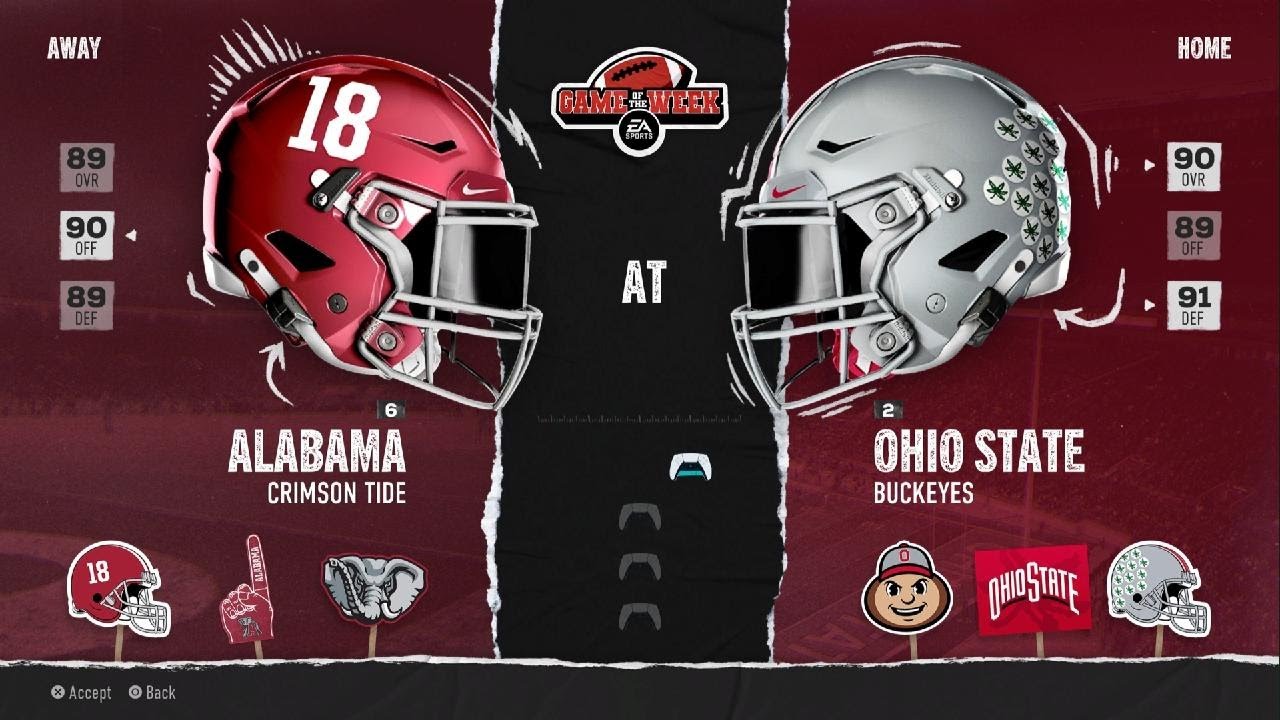 NCAA 25 Week 0 - #6 Alabama @ #2 THE Ohio State - YouTube