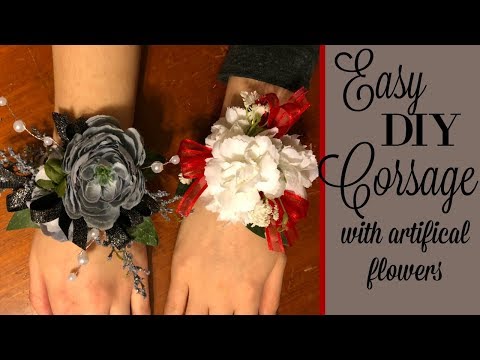 How can you create a wedding corsage with artificial flowers?