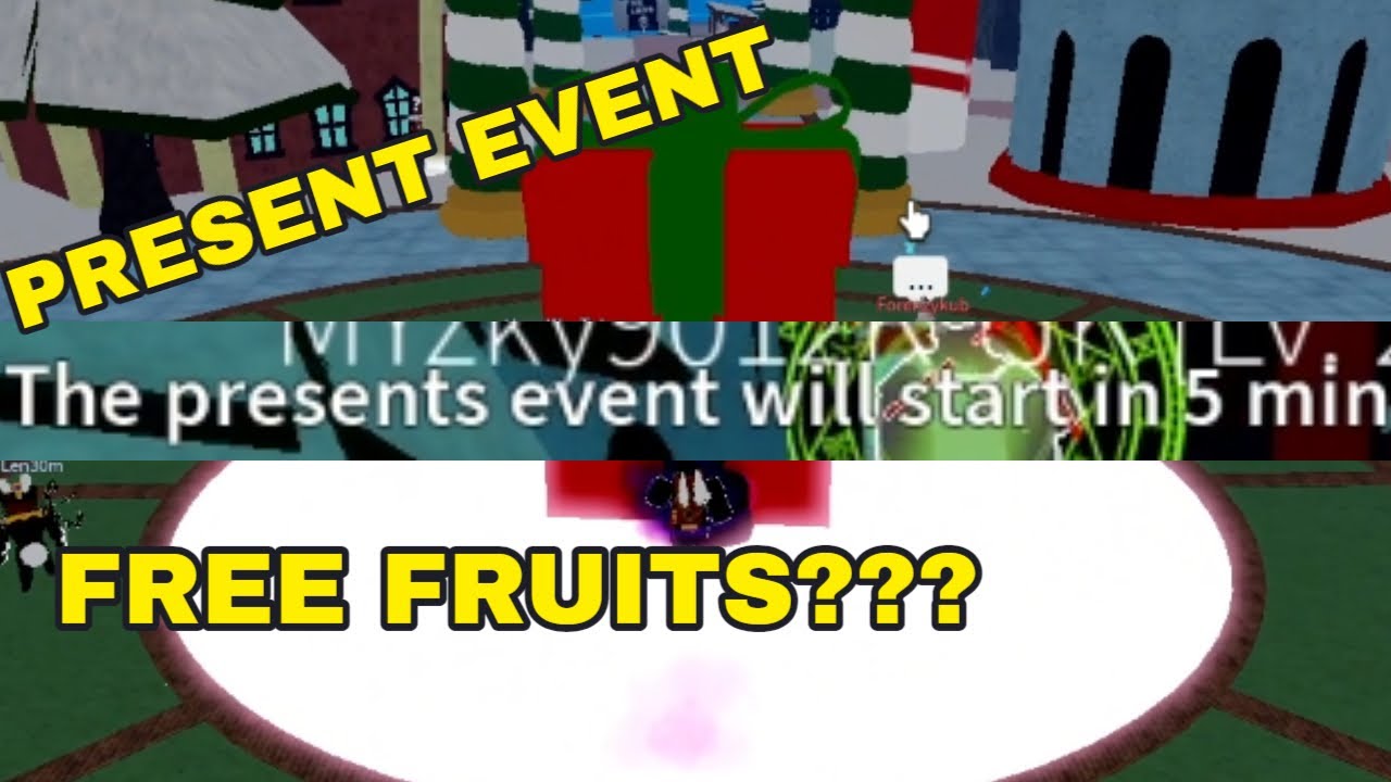 *NEW* PRESENTS EVENT GIVES FREE FRUITS | Roblox Blox Fruits Christmas ...