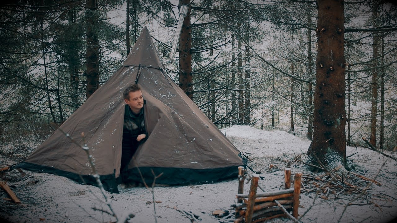 Winter is coming! 2 Days Solo Bushcraft Trip / with Lavvu and wood ...