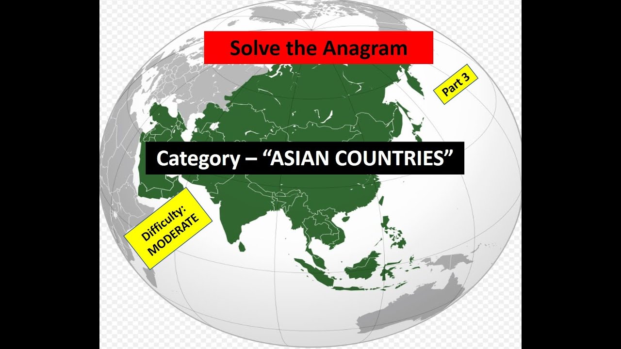 ANAGRAMS - ASIAN COUNTRIES, DIFFICULTY - MODERATE | PART 3 | WORD ...