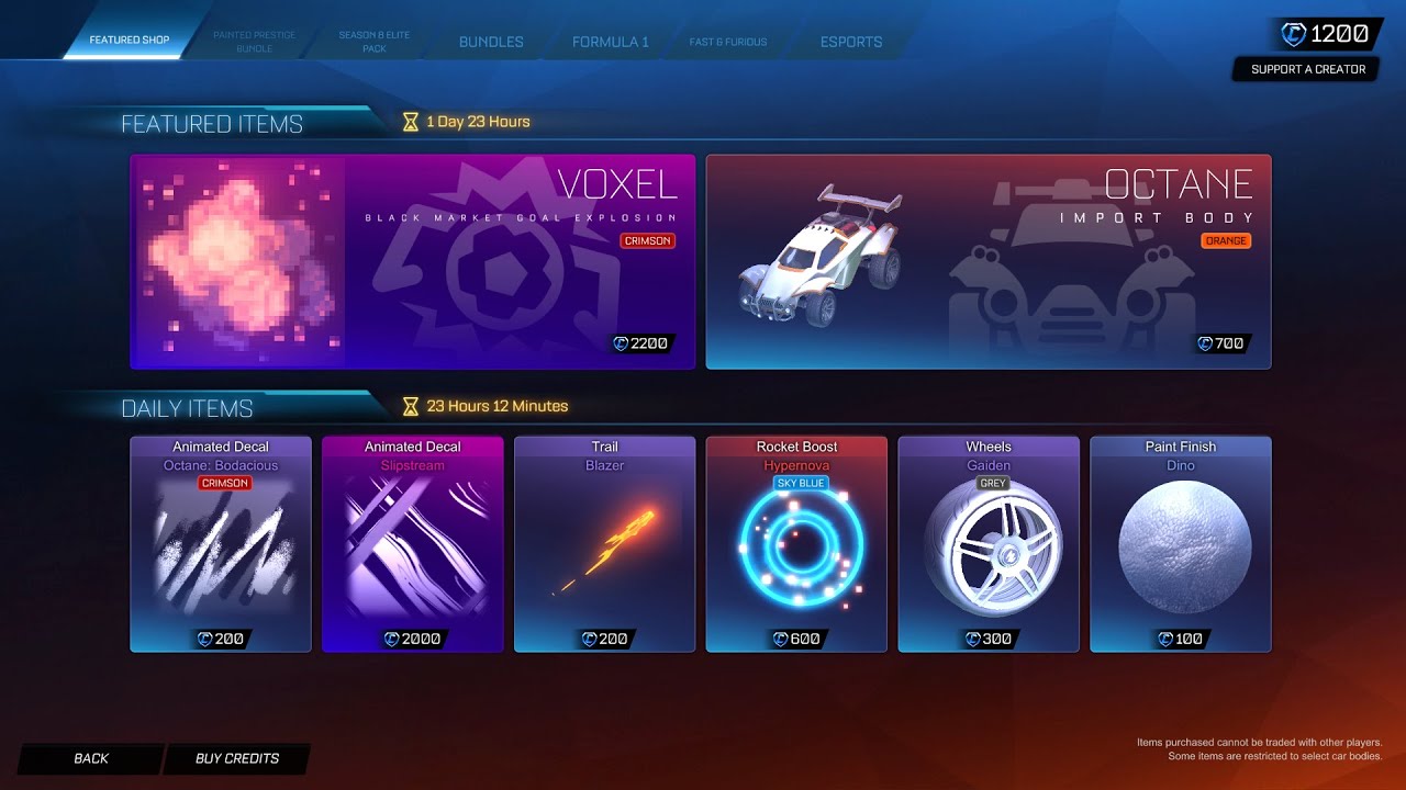 Voxel Crimson, Octane Orange and more! Rocket League Item shop November ...