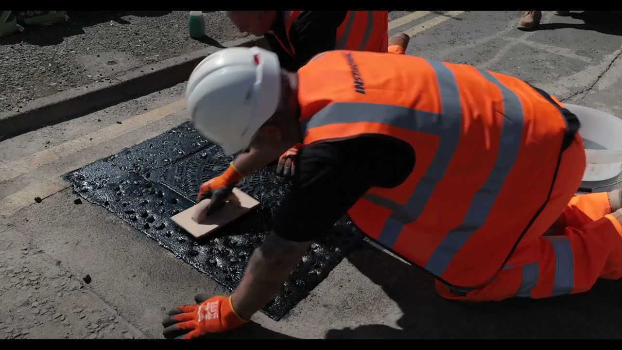 Mortar Buoy® ironwork installation aid and flowable mortar system - YouTube