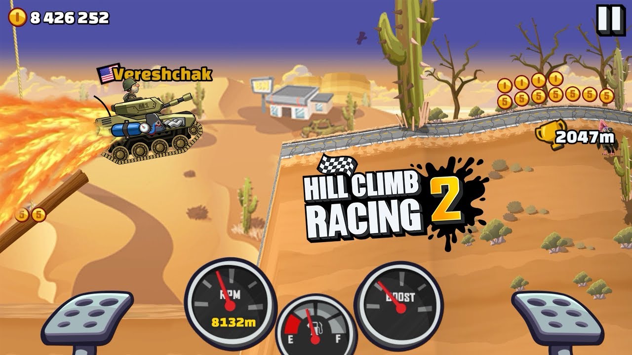 Hill Climb Racing 2 - TANK DESERT VALLEY 10893m NEW RECORD - YouTube