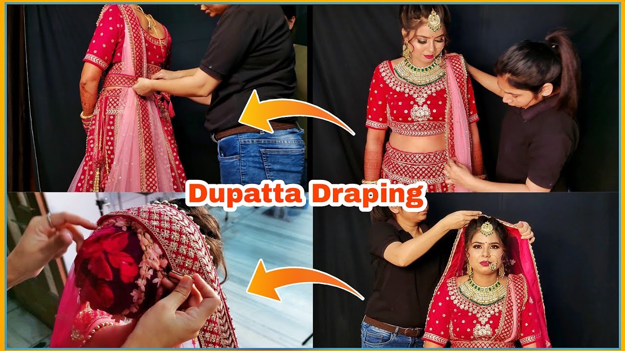 Duppta draping | bridal Duppta setting | Duppta draping कैसे करें ...