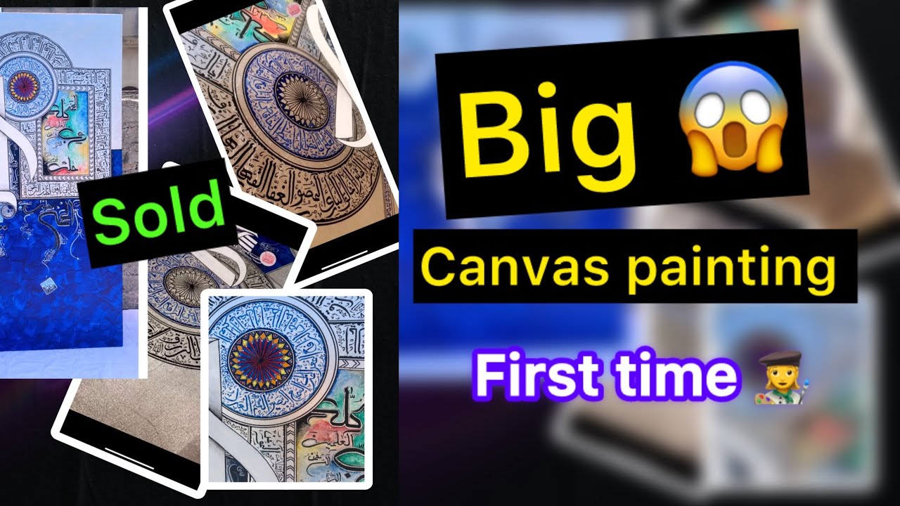 Big 😱canvas painting ||first time 👩‍🎨| sold #art#youtubevideo - YouTube