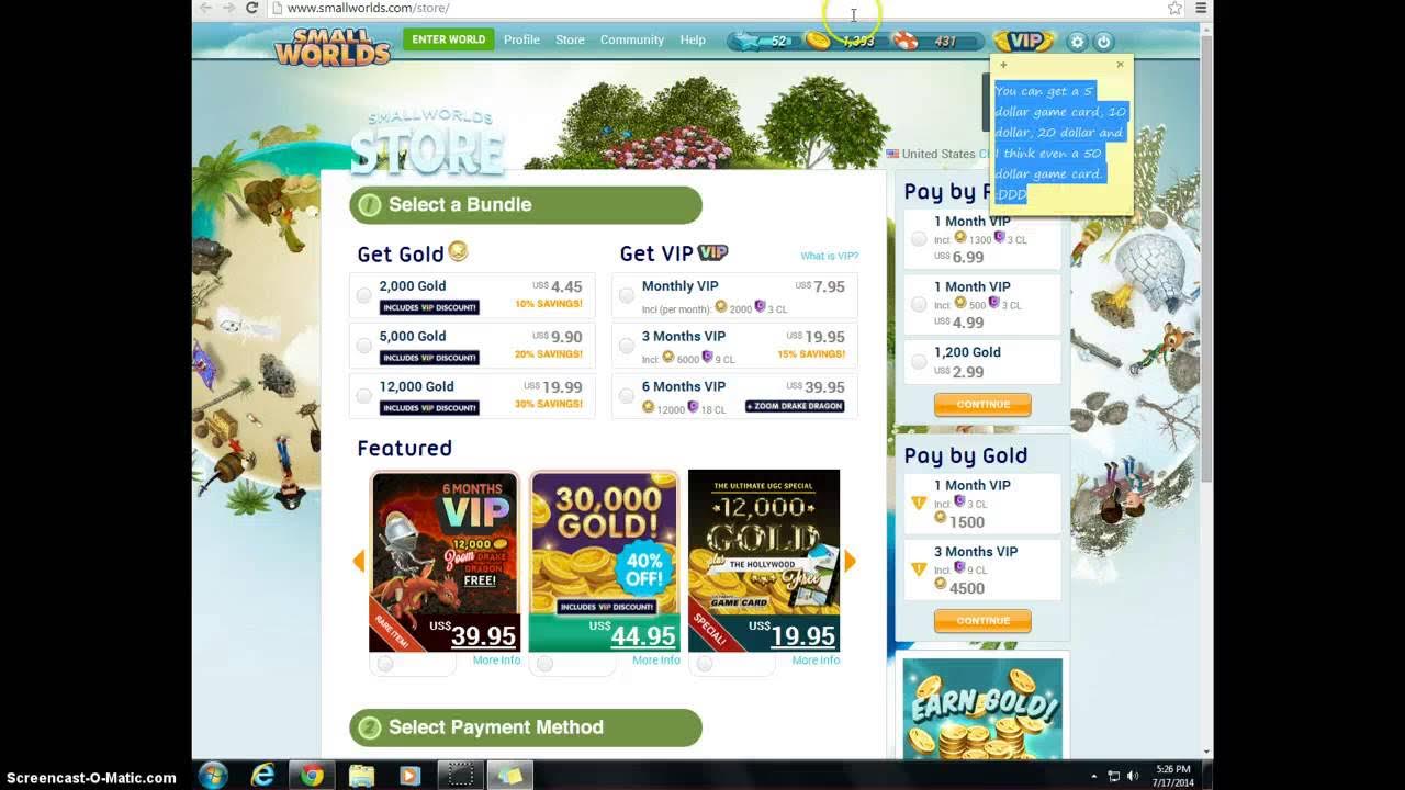How to get VIP on Smallworlds with Gold! - YouTube