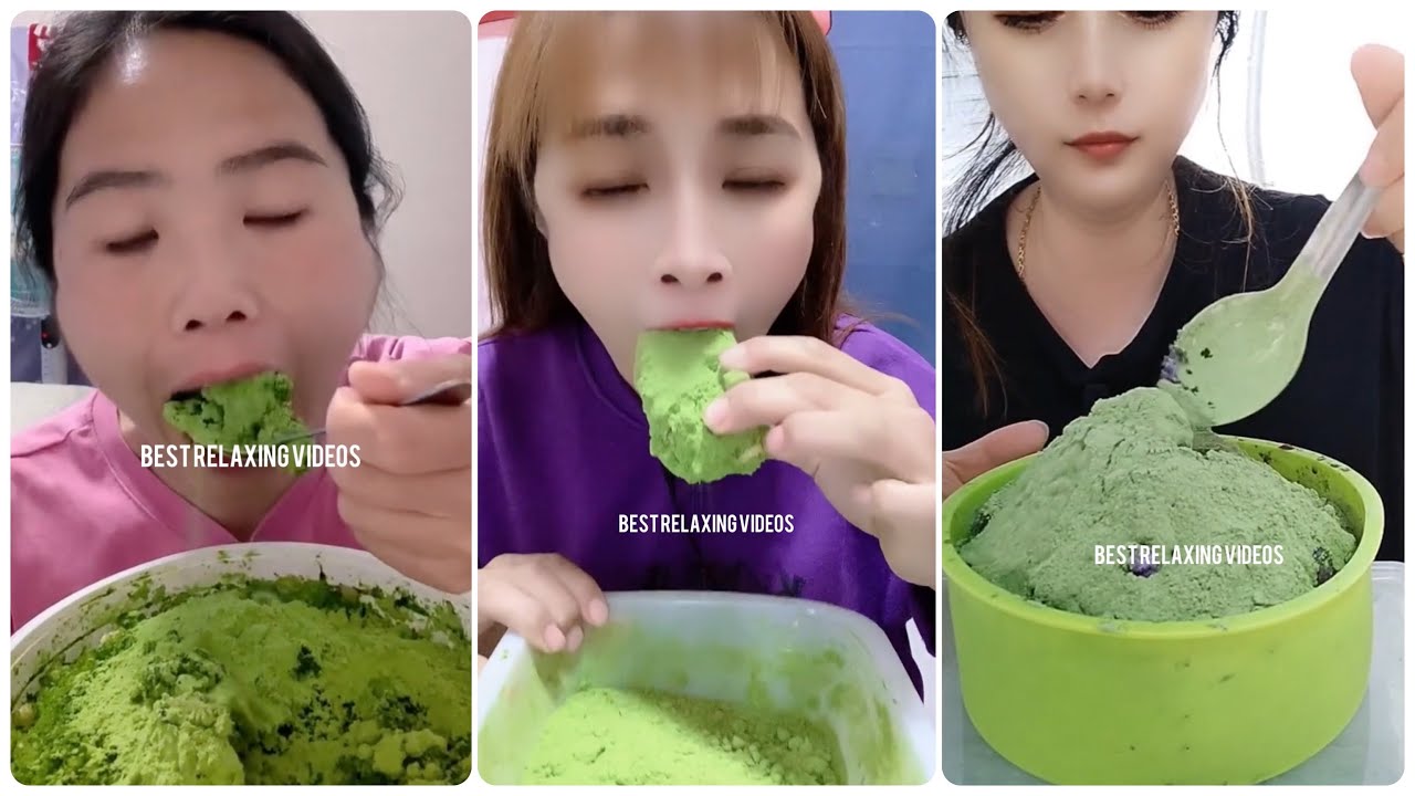 [ASMR] HEAVY MATCHA POWDERED ICE EATING 💚 & MATCHA ICED MUKBANG 😋 🤩🥳 ...