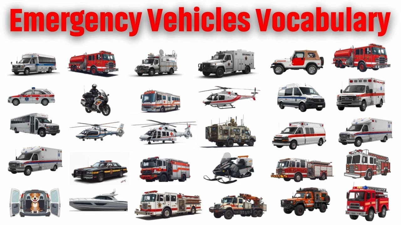 Emergency Vehicles | 25 Emergency Vehicles for Kids Fire Truck, Police ...