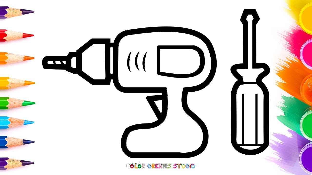 How to Draw a Drill and Screwdriver | Easy Step By Step | Easy Drawing ...