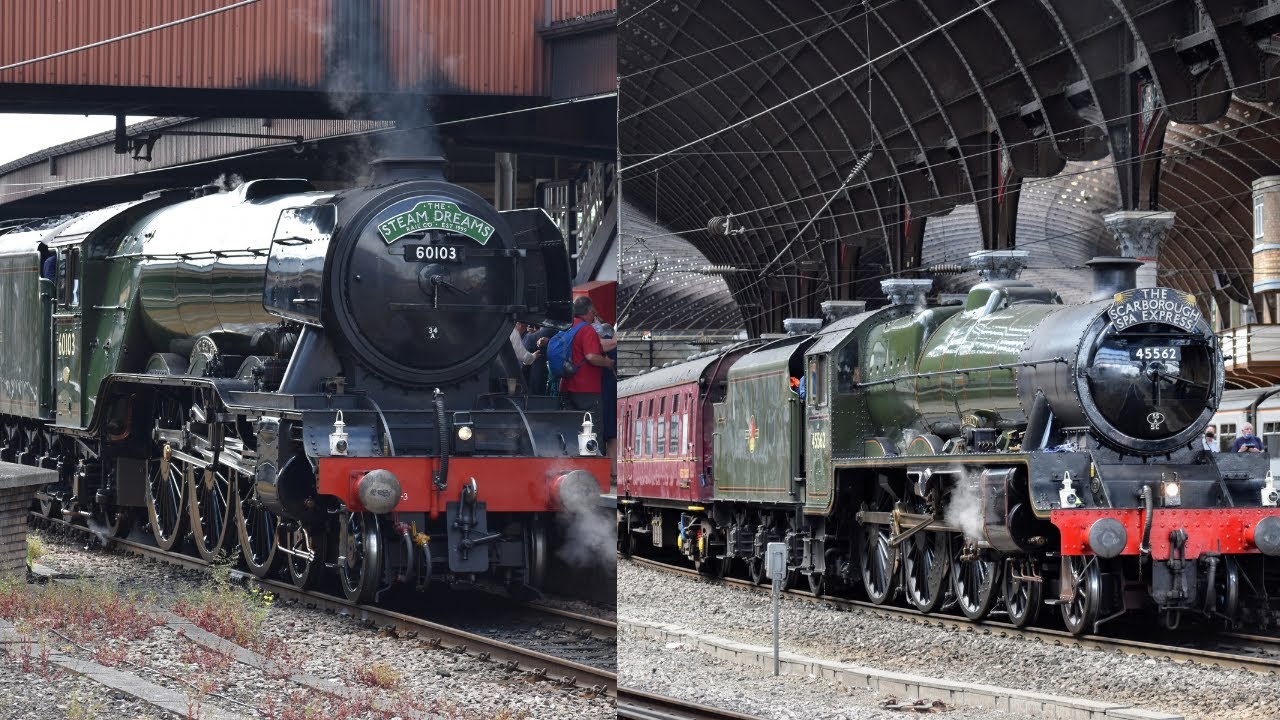 Double Steam Action In York LMS 45562 Alberta and LNER 60103 Depart In ...