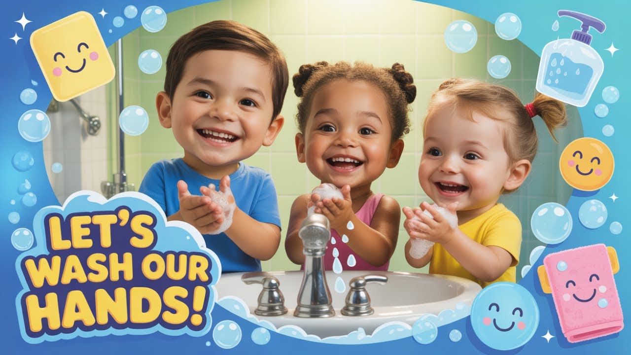 **"Let’s Wash Our Hands 🚿🧼 | Fun Kids Hand Washing Song with Bubbles ...