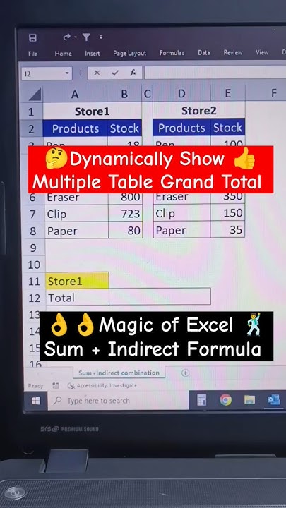 Magic of Excel Sum + Indirect Formula | Dynamically Show Multiple Table Grand Total #trending # ...