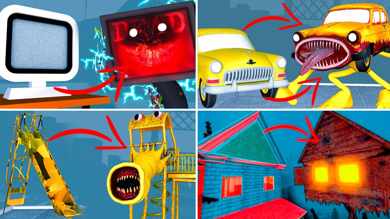 EVERYTHING TURNED INTO MONSTERS | EXTRA SLIDE, MR.COMPUTER, HOUSE HEAD ...