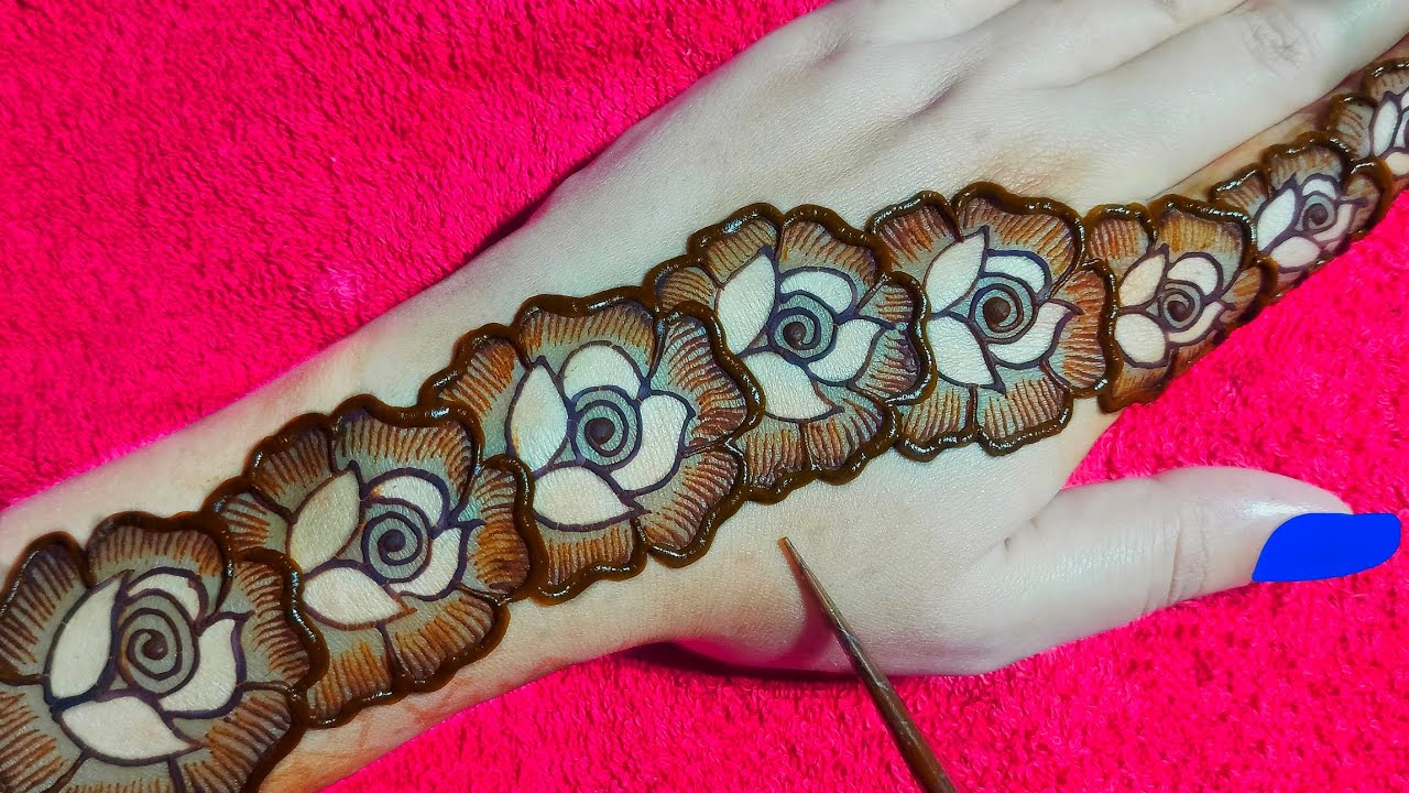 Simple Rose style backhand mehndi design | Easy mehndi design | mehndi ...