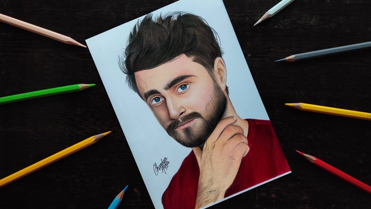 Drawing "Daniel Radcliffe"||Realistic sketch with Pencil colours ...