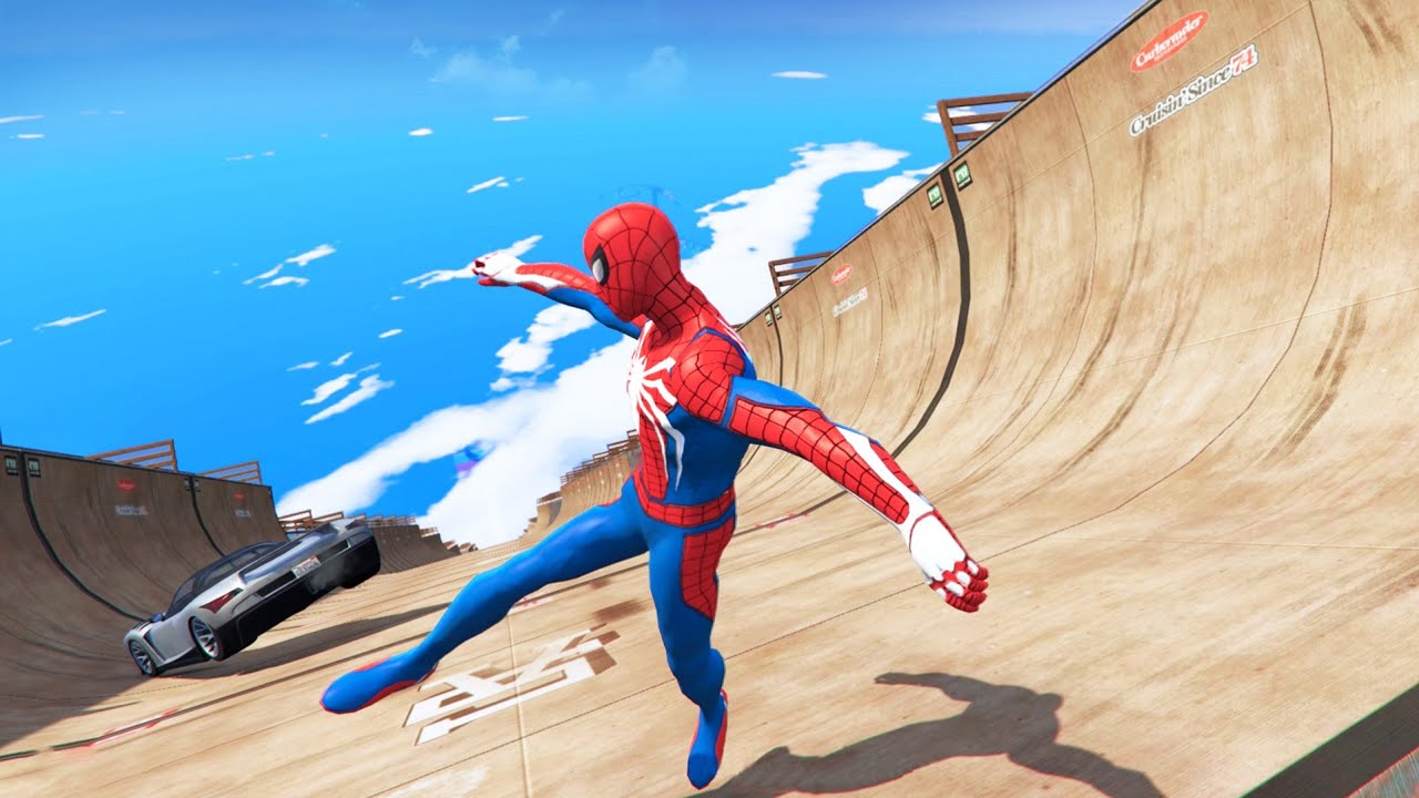 GTA V Spider Man Falling off Highest Buildings, Mega RAMP & Ragdoll ...