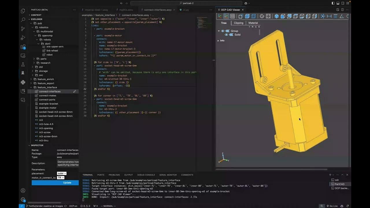 Short demo of PartCAD extension for Visual Studio Code # ...